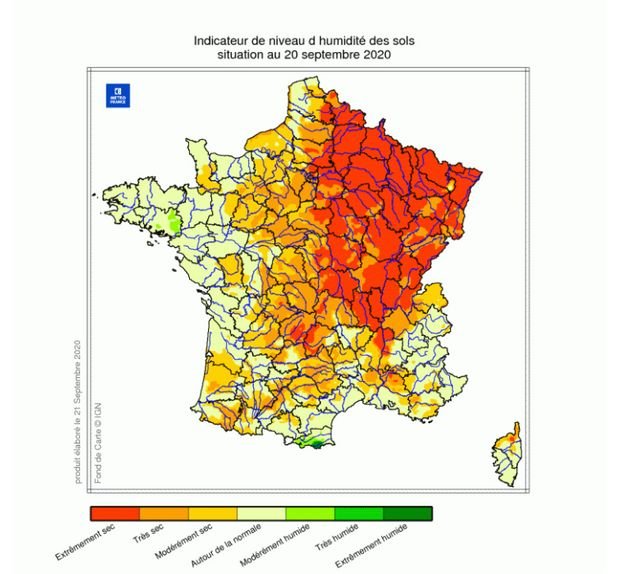 Une autre carte en zone rouge: l'été 2020 est le plus sec jamais ...