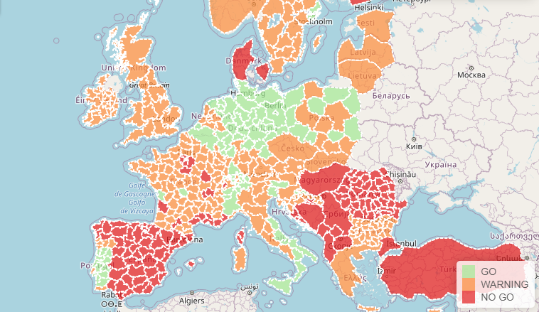 Zone rouge ou pas ? Cette carte permet de le savoir en un coup d'oeil ...